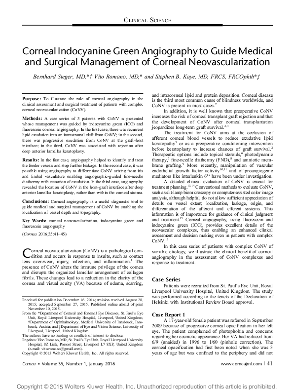 (PDF) Corneal Indocyanine Green Angiography to Guide Medical and ...