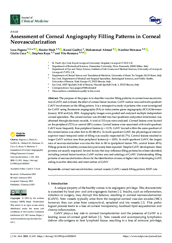 (PDF) Assessment of Corneal Angiography Filling Patterns in Corneal ...
