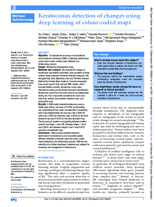 (PDF) Keratoconus detection of changes using deep learning of colour-coded maps