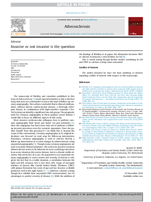 (PDF) Invasive or not invasive is the question