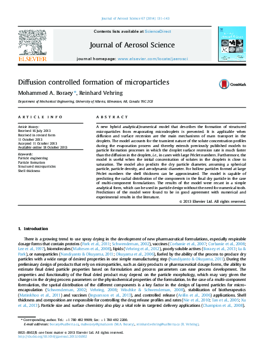 (PDF) Diffusion controlled formation of microparticles