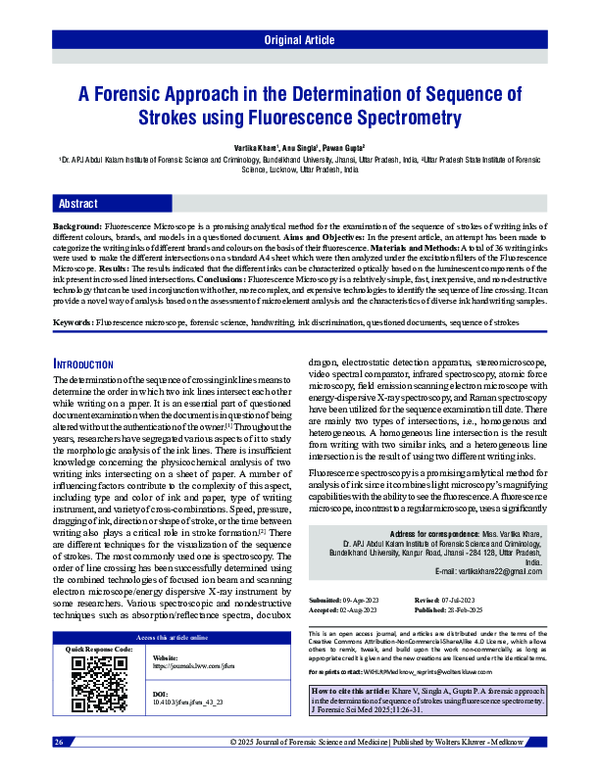 (PDF) A Forensic Approach in the Determination of Sequence of Strokes ...