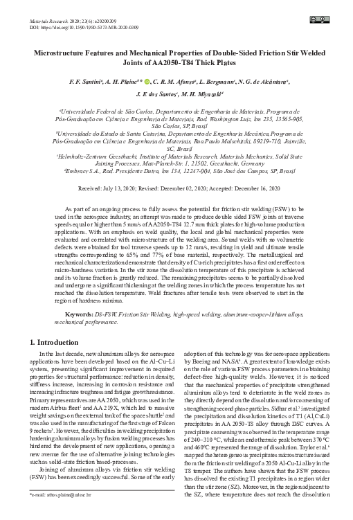 (PDF) Microstructure Features and Mechanical Properties of Double-Sided ...