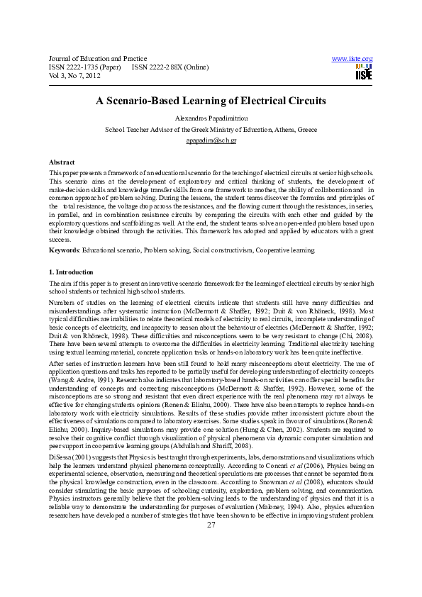 (PDF) A Scenario-Based Learning of Electrical Circuits