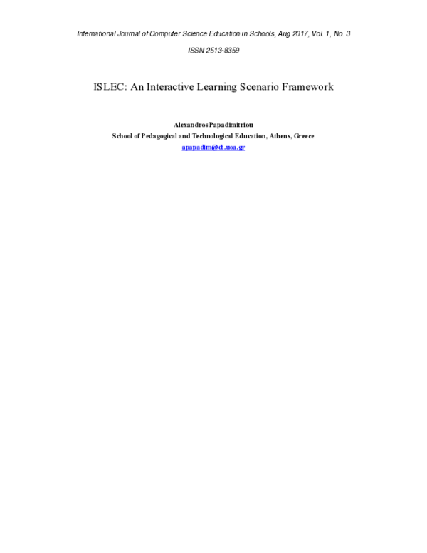 (PDF) ISLEC: An Interactive Learning Scenario Framework