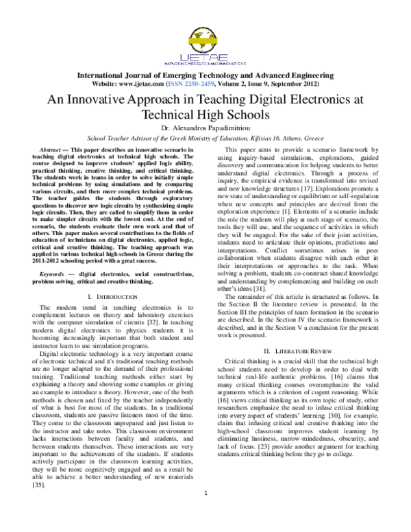(PDF) An Innovative Approach in Teaching Digital Electronics at ...