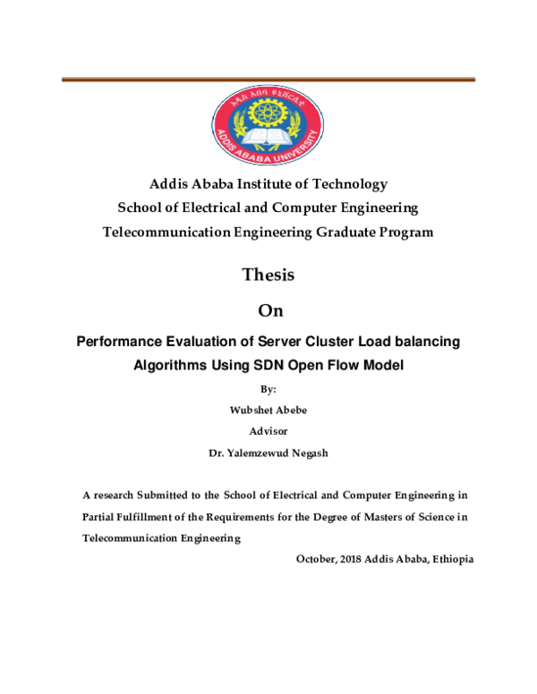 (PDF) Performance Evaluation of Server Cluster Load balancing Algorithms Using SDN Open Flow Model