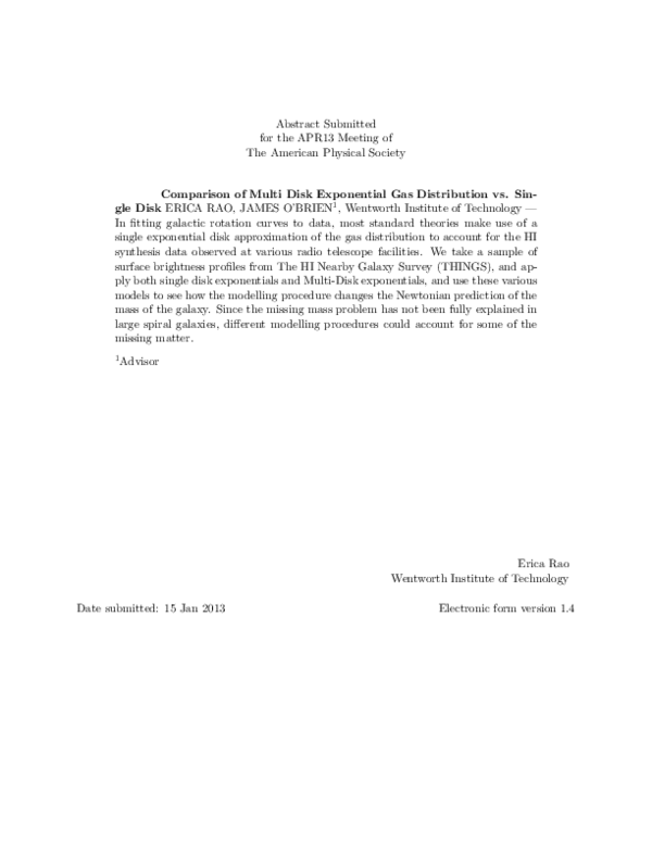 (PDF) Comparison of Multi Disk Exponential Gas Distribution vs. Single Disk