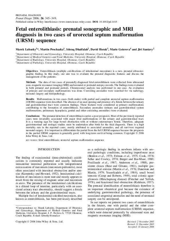 Fetal enterolithiasis: prenatal sonographic and MRI diagnosis in two ...