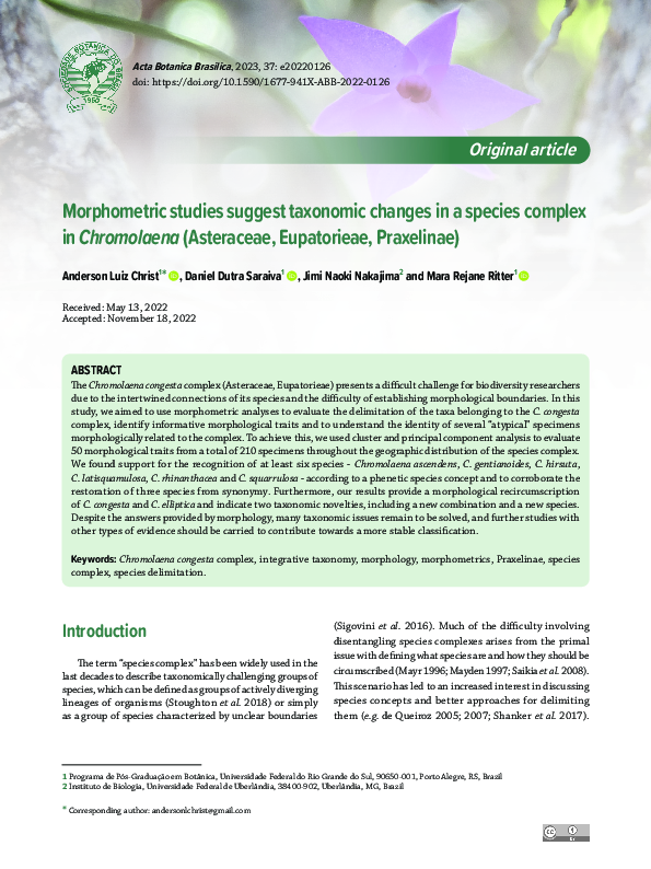 (PDF) Morphometric studies suggest taxonomic changes in a species ...