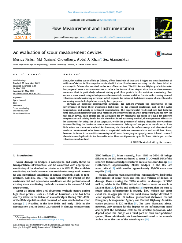 (PDF) An evaluation of scour measurement devices