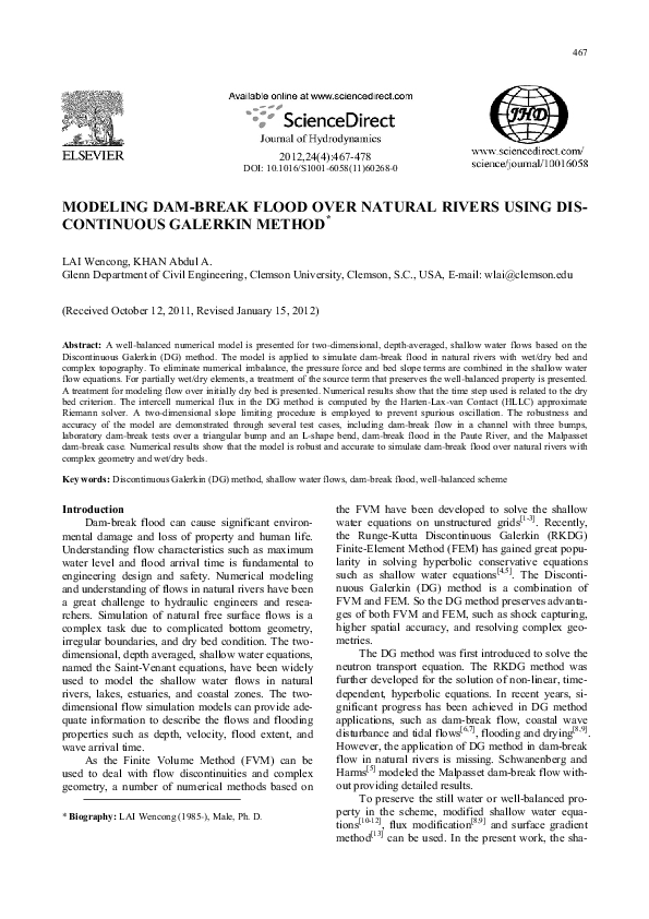 Modeling Dam-Break Flood Over Natural Rivers Using Discontinuous Galerkin Method