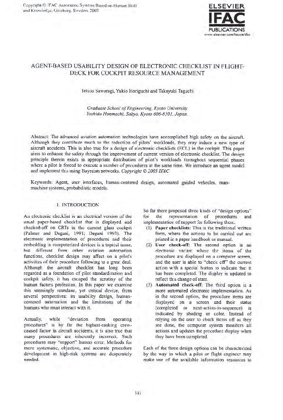 (PDF) Agent-Based Usability Design of Electronic Checklist in Flight ...