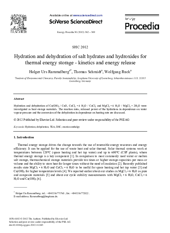 (PDF) Hydration and dehydration of salt hydrates and hydroxides for ...