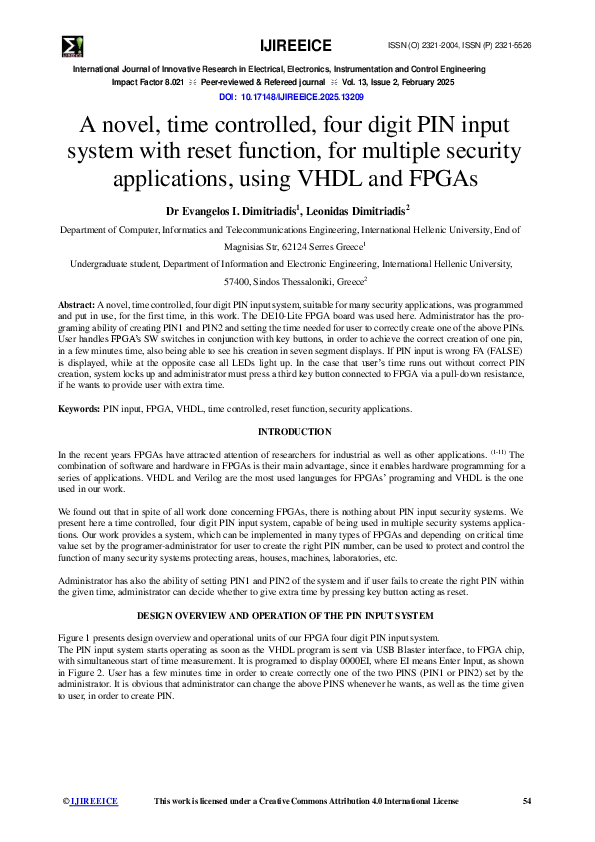 (PDF) A novel, time controlled, four digit PIN input system with reset ...