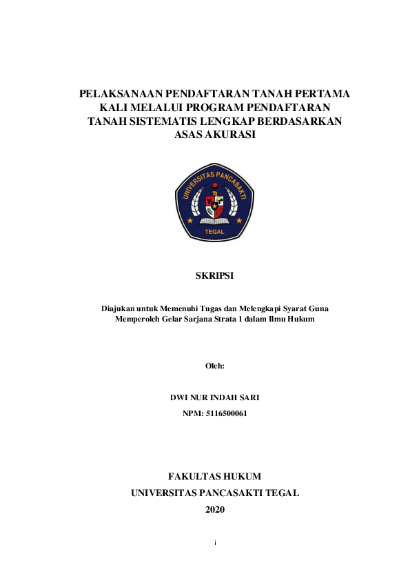 (PDF) Pelaksanaan Pendaftaran Tanah Pertama Kali Melalui Program Pendaftaran Tanah Sistematis ...