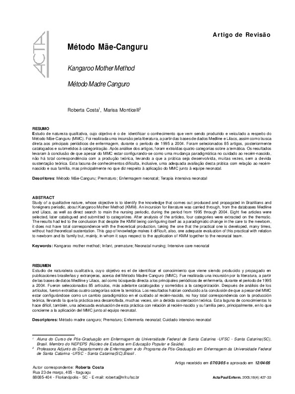 (PDF) Kangaroo Mother Method