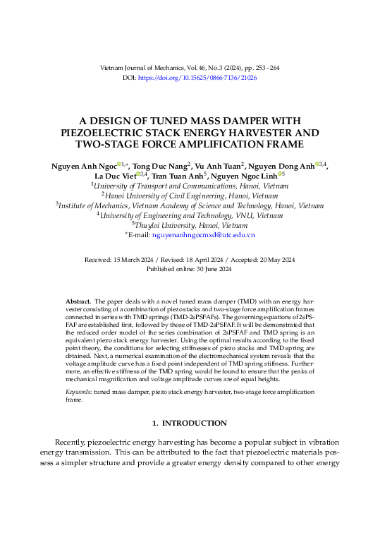 (PDF) A DESIGN OF TUNED MASS DAMPER WITH PIEZOELECTRIC STACK ENERGY ...