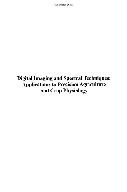 (PDF) Digital Imaging and Spectral Techniques: Applications to Precision Agriculture and Crop ...