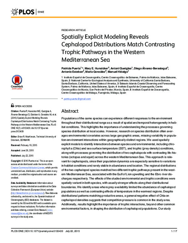 (PDF) Spatially Explicit Modeling Reveals Cephalopod Distributions Match Contrasting Trophic ...