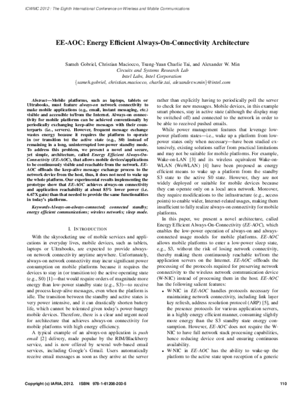 (PDF) EE-AOC: Energy Efficient Always-On-Connectivity Architecture