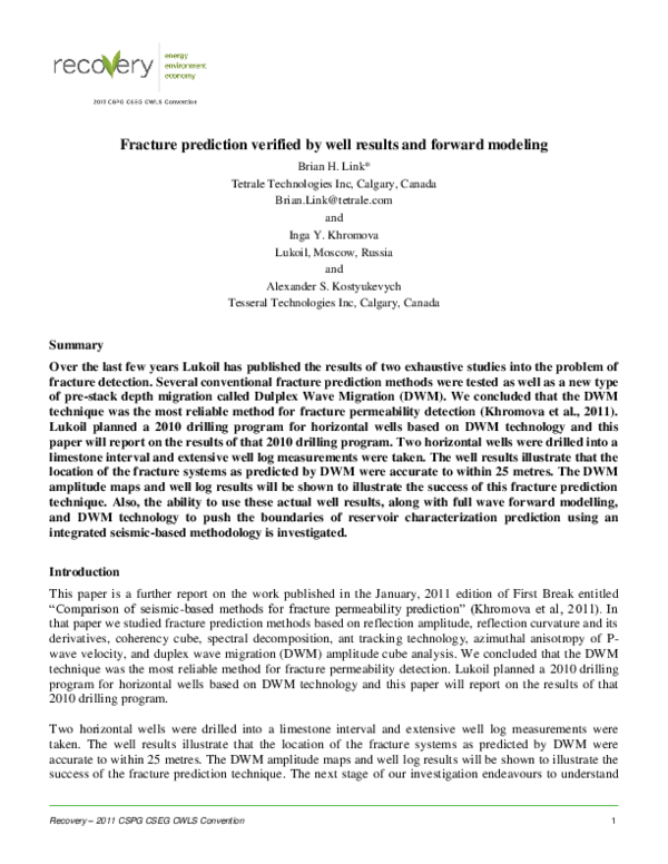 Fracture Prediction Verified by Well Results and Forward Modeling