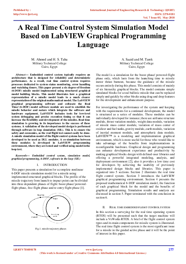 Pdf A Real Time Control System Simulation Model Based On Labview Graphical Programming Language