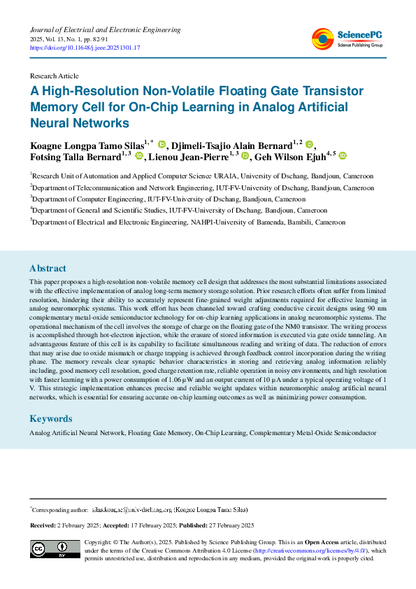 (PDF) A High-Resolution Non-Volatile Floating Gate Transistor Memory Cell for On-Chip Learning ...