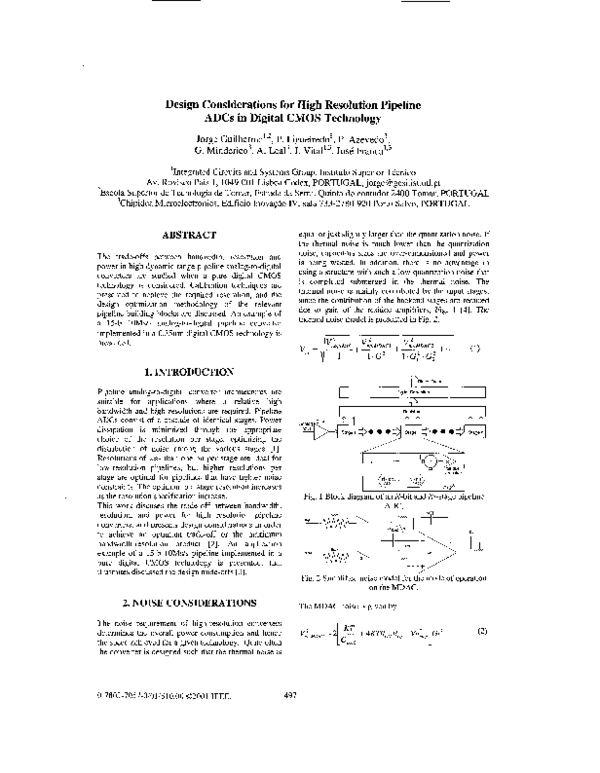 (PDF) Design considerations for high resolution pipeline ADCs in digital CMOS technology