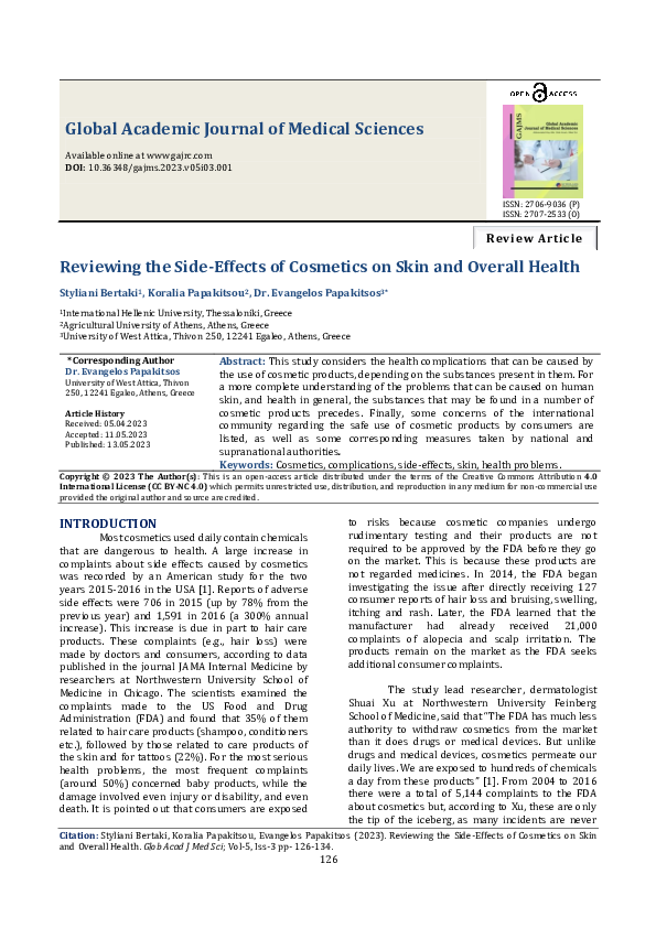 (PDF) Reviewing the Side-Effects of Cosmetics on Skin and Overall Health