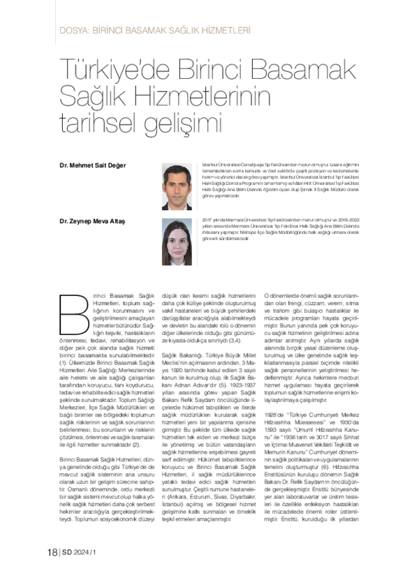 (PDF) Türkiye’de Birinci Basamak Sağlık Hizmetlerinin Tarihsel Gelişimi