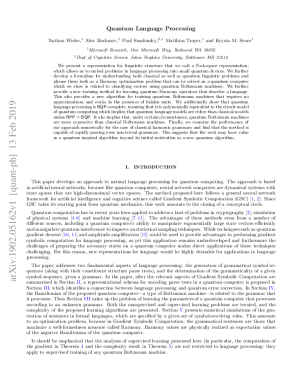 (PDF) Quantum Language Processing