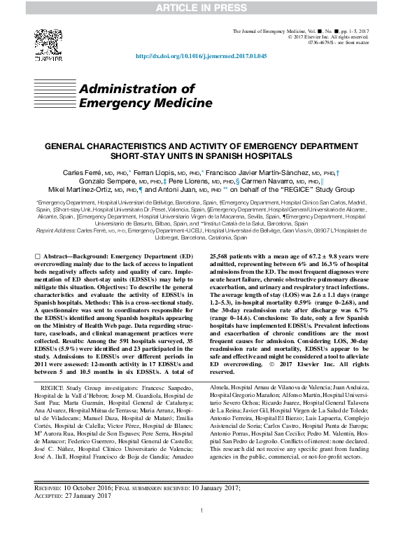 (PDF) General Characteristics and Activity of Emergency Department ...