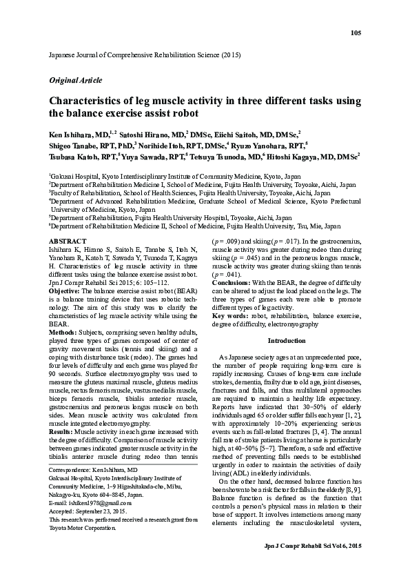 (PDF) Characteristics of leg muscle activity in three different tasks ...
