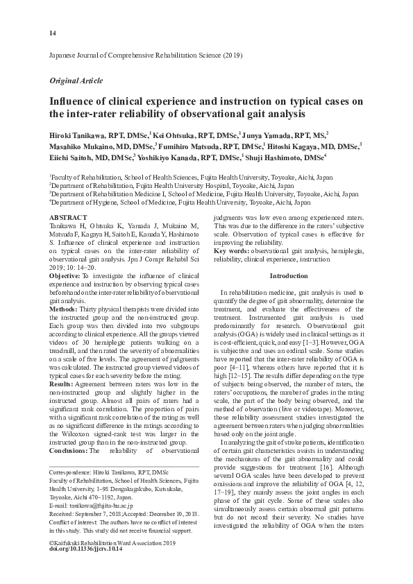 (PDF) Influence of clinical experience and instruction on typical cases on the inter-rater ...