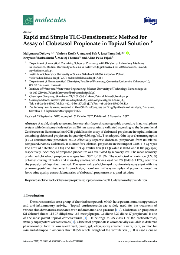 (PDF) A Rapid and Simple TLC-Densitometric Method for Assay of ...