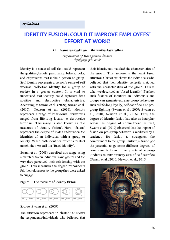 (PDF) Identity fusion: Could it improve employees' efforts at work?