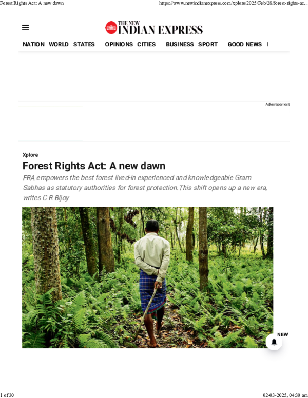 (PDF) Forest Rights Act: A new dawn
