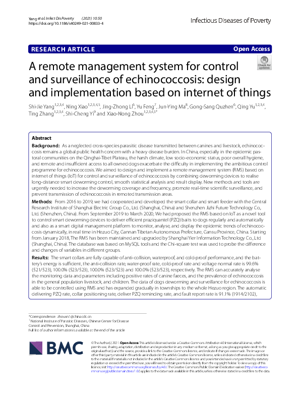 (PDF) A remote management system for control and surveillance of echinococcosis: design and ...