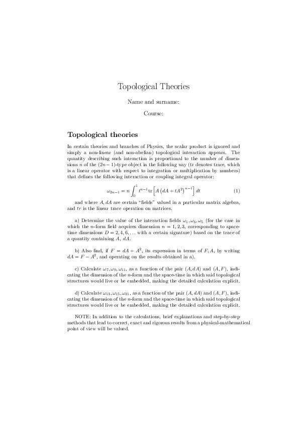 (PDF) Topological Theories