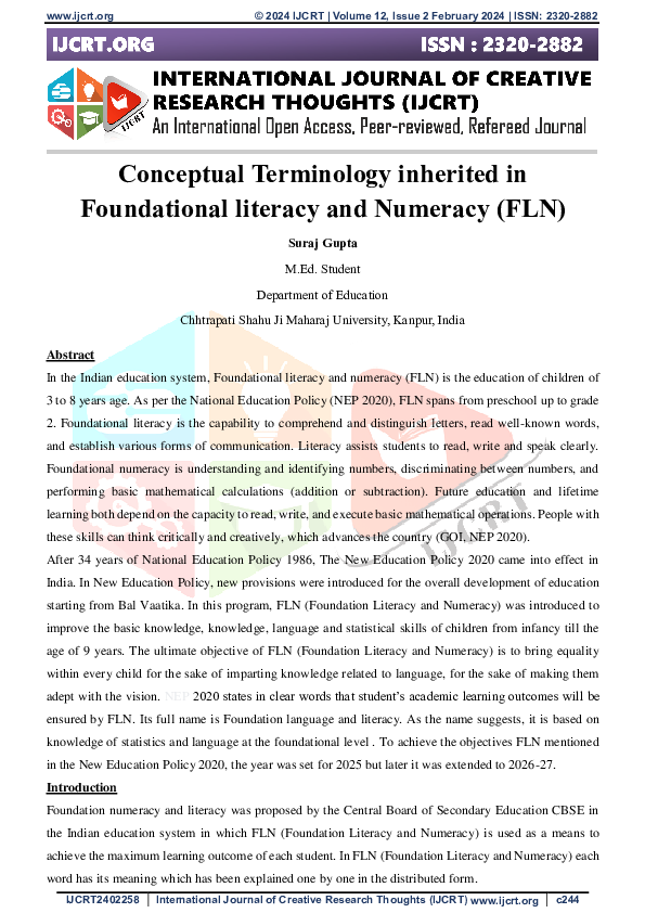 (PDF) Conceptual Terminology inherited in Foundational literacy and ...