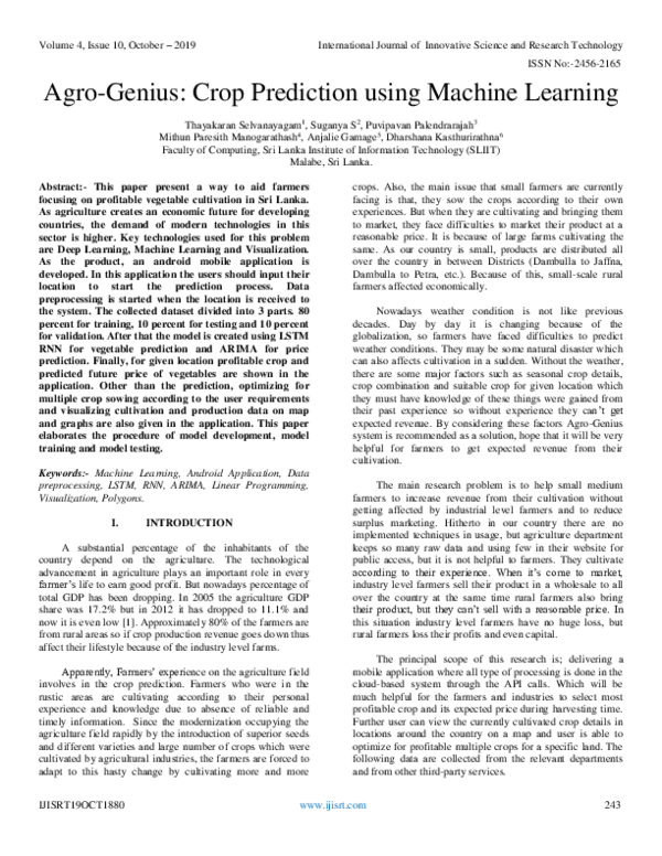 (PDF) Agro-Genius: Crop Prediction using Machine Learning