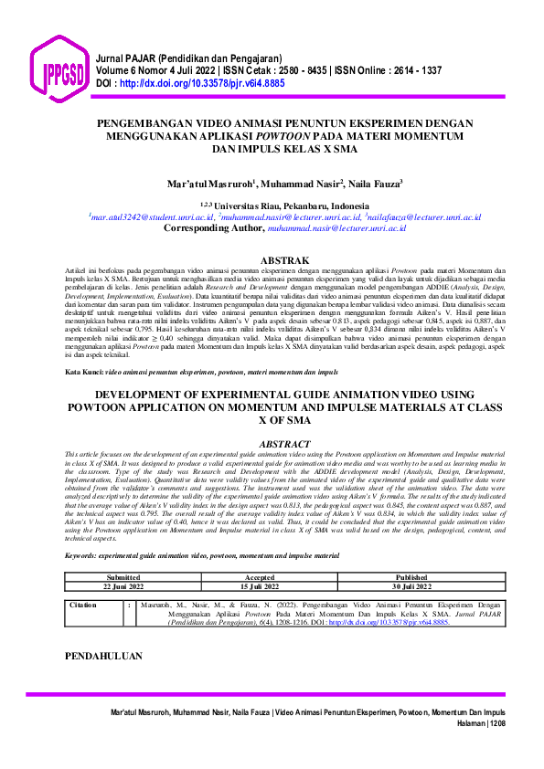 (PDF) Pengembangan Video Animasi Penuntun Eksperimen Dengan Menggunakan ...