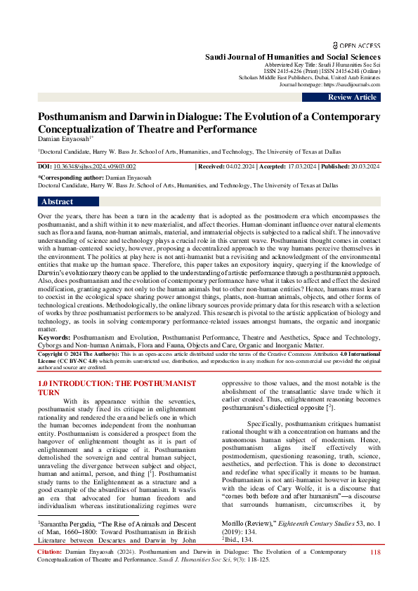 (PDF) Posthumanism and Darwin in Dialogue: The Evolution of a ...