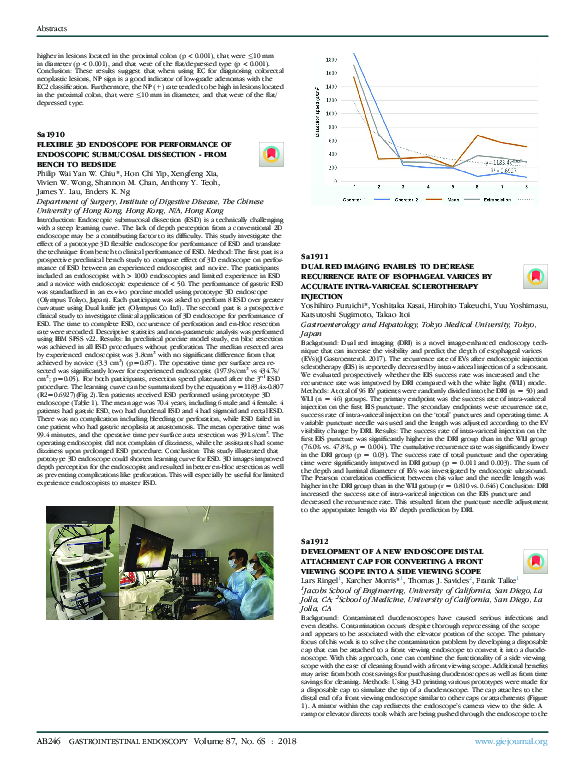 (PDF) Sa1912 DEVELOPMENT OF A NEW ENDOSCOPE DISTAL ATTACHMENT CAP FOR ...