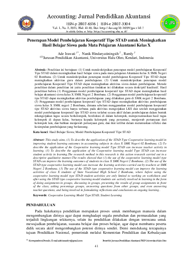 (PDF) Penerapan Model Pembelajaran Kooperatif Tipe STAD untuk Meningkatkan Hasil Belajar Siswa ...