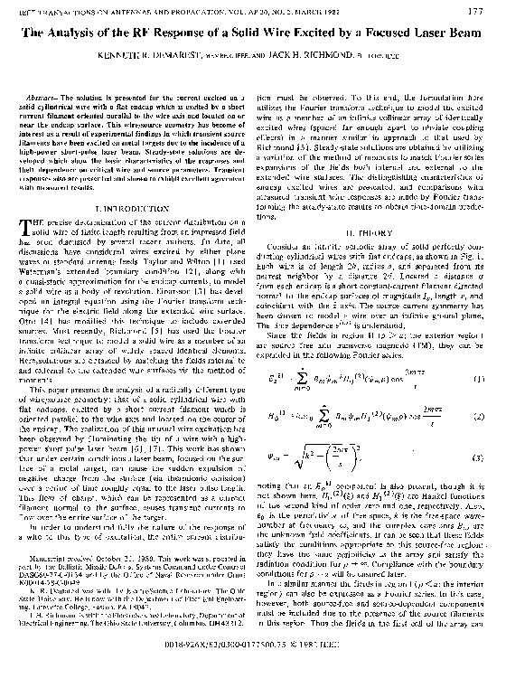 (PDF) The analysis of the RF response of a solid wire excited by a focused laser beam