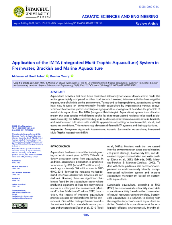 (PDF) Application of the IMTA (Integrated Multi-Trophic Aquaculture ...