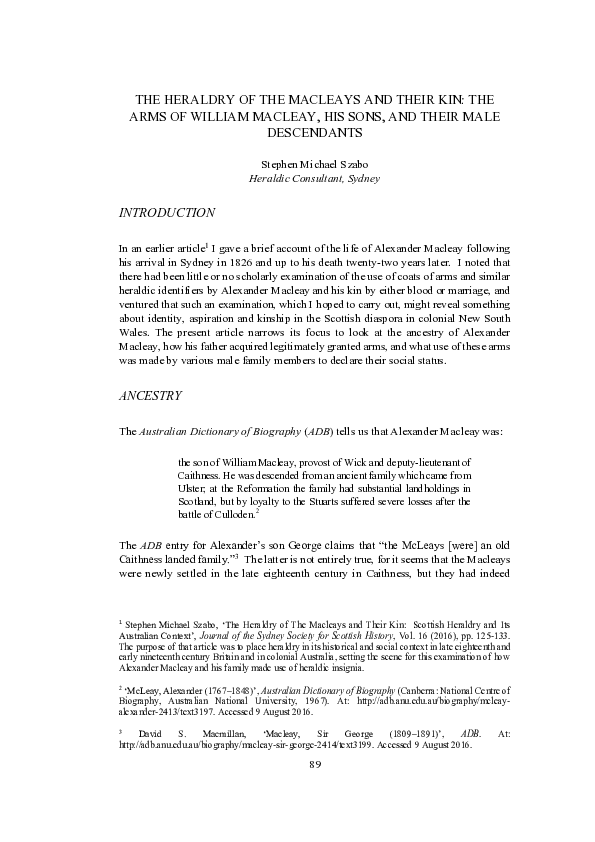 (PDF) The Heraldry of the Macleays and their Kin: The Arms of William ...