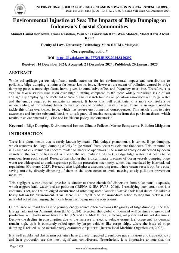 (PDF) Environmental Injustice at Sea: The Impacts of Bilge Dumping on ...